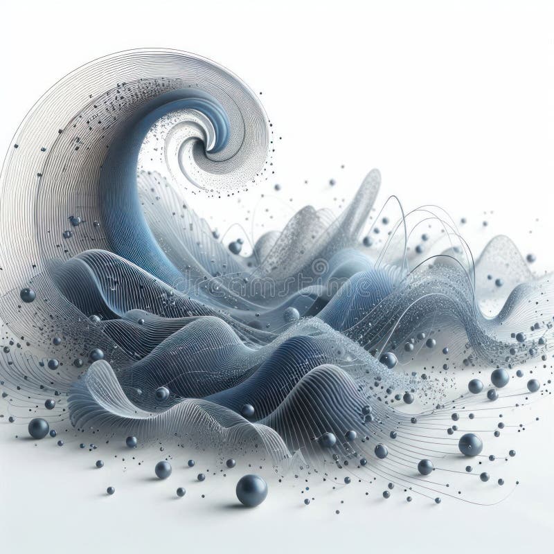 An Abstract Wave of Lines and Spheres. Stock Image - Image of fluid ...