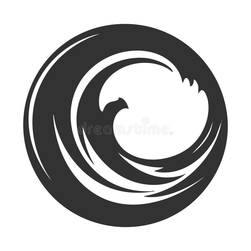 Abstract Wave Logo Design in a Circular Shape, Black Silhouette Style ...
