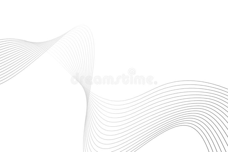 Abstract Wave Made Up from Thin Gray Curved Lines on White Stock Vector ...