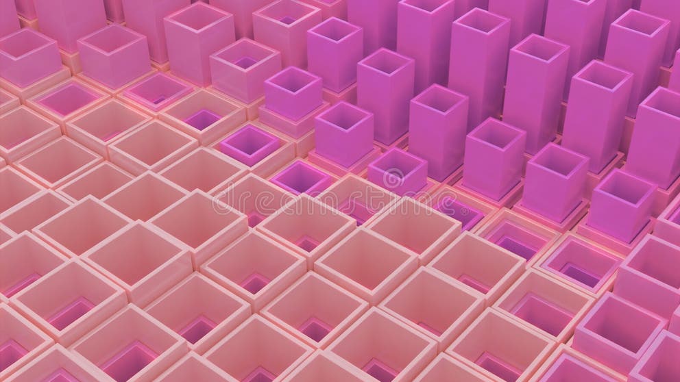 Abstract Wave Motion of Cubic Silhouettes. Design. Rows of Bars Moving ...