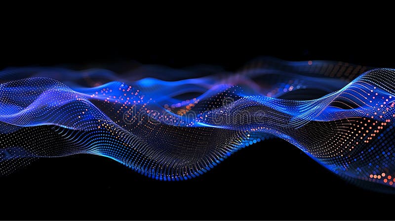 Abstract Wave with Moving Dots Flow of Particles Cyber Technolog Stock ...