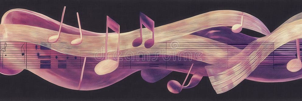 Abstract Wave of Musical Notes Flowing through Space Stock Illustration ...