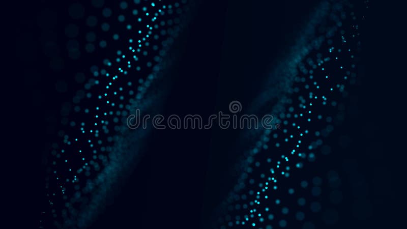 Abstract Wave of Network Connections. Movement of Particles with ...