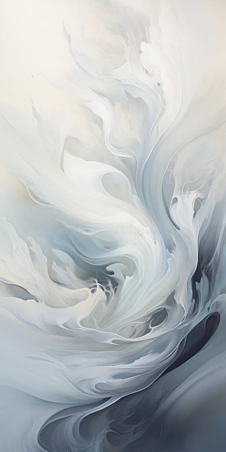 Ethereal Swirls: a Serene Abstract Painting in Gray and White Stock ...