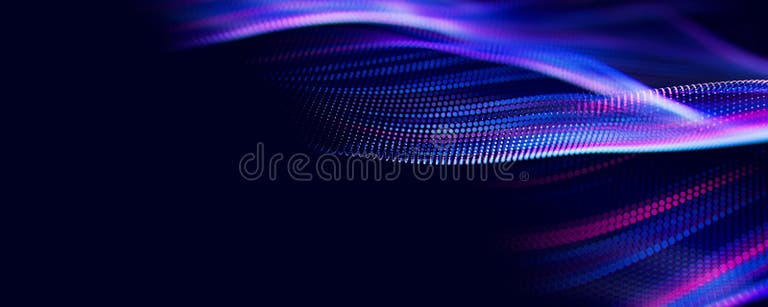 Abstract Wave of Particles. Big Data Digital Flow Concept. LLM Learning ...