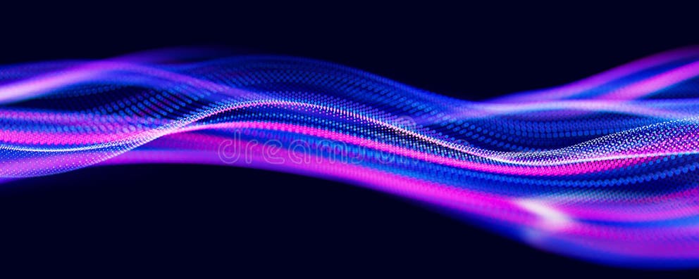 Abstract Wave of Particles. Big Data Digital Flow Concept. LLM Learning ...