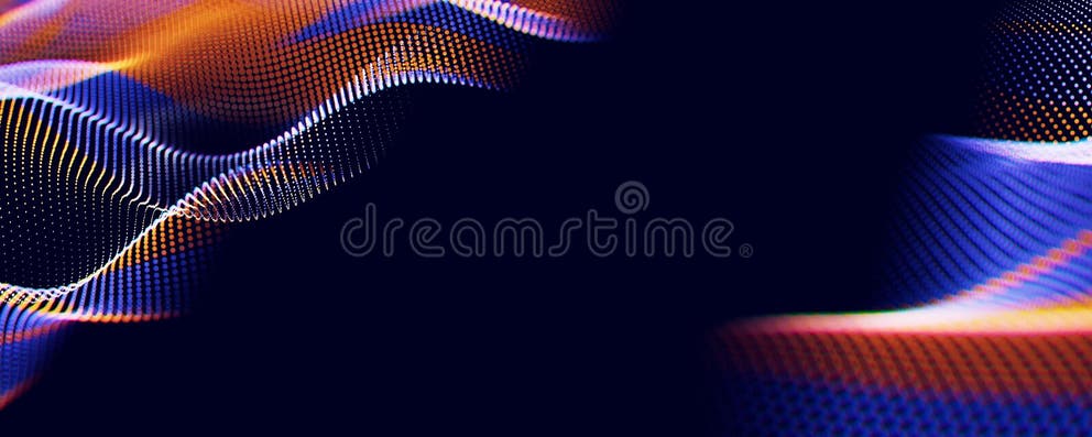 Abstract Wave of Particles. Big Data Digital Flow Concept. LLM Learning ...