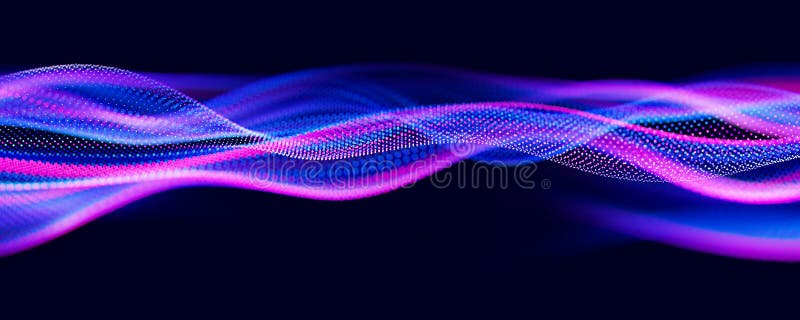 Abstract Wave of Particles. Big Data Digital Flow Concept. LLM Learning ...