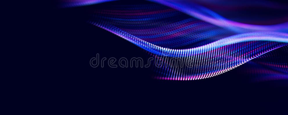 Abstract Wave of Particles. Big Data Digital Flow Concept. LLM Learning ...