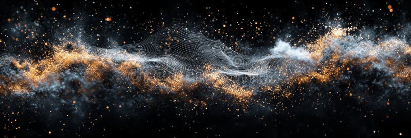 Abstract Wave with Particles on Black Background - Visualisation of ...