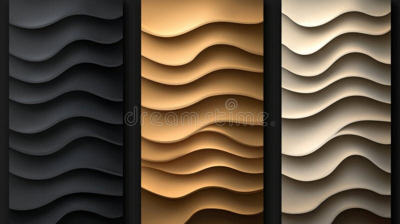Abstract Wave Pattern Background Texture in Black Gold Beige Stock ...