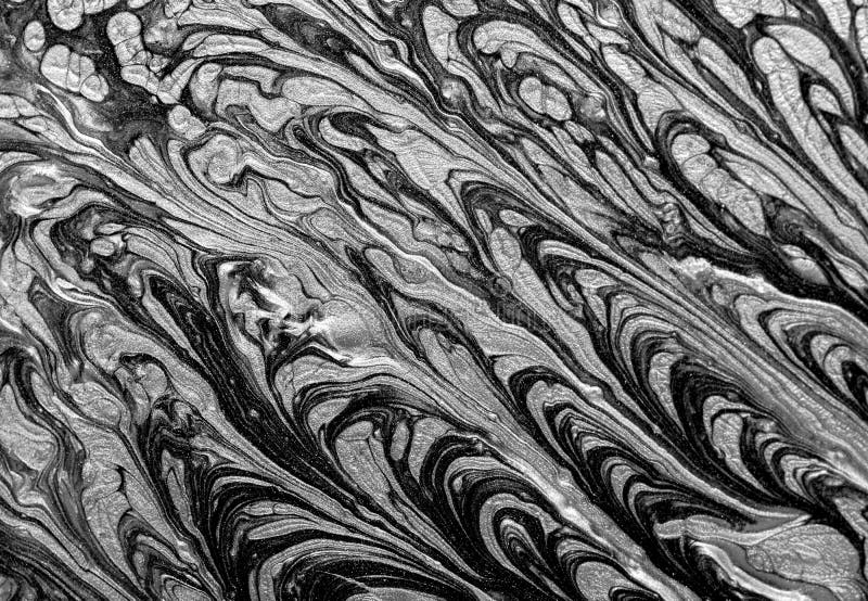 Abstract Wave Pattern, Black White Marble Ink Texture Background. Stock ...