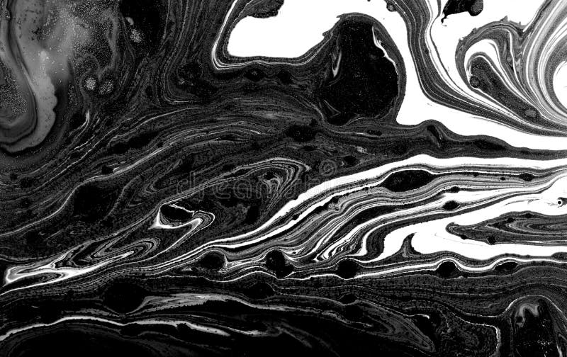 Abstract Wave Pattern, Black White Marble Ink Texture Background. Stock ...