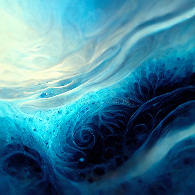Abstract Wave Pattern Blue Inks Mixing Effect Stock Image - Image of ...