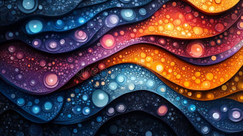 Abstract Wave Pattern with Colorful Droplets Stock Illustration ...
