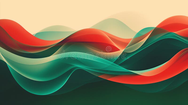 An Abstract Wave Pattern Composition Utilizing Bold and Contrasting ...