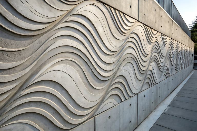 Abstract Wave Pattern on Concrete Wall Stock Illustration ...