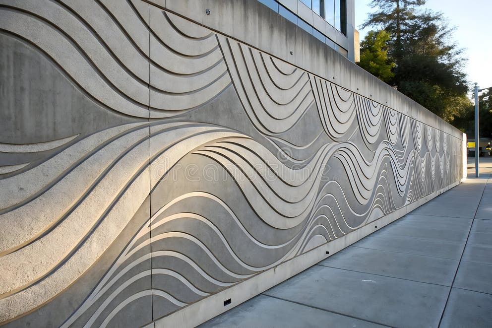 Abstract Wave Pattern on Concrete Wall Stock Illustration ...