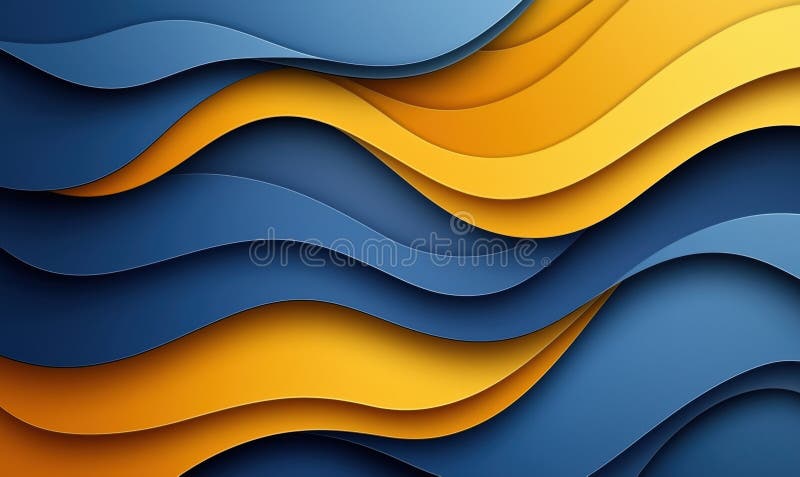 Abstract Wave Pattern Design in Blue and Gold Colors for Modern ...