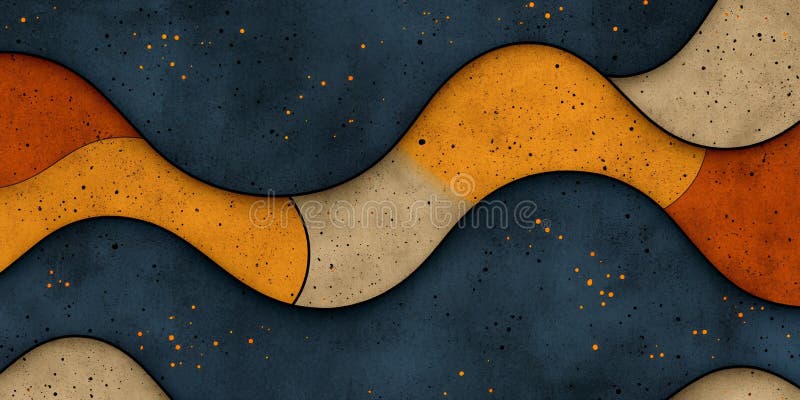 Abstract Wave Pattern Design in Earthy Tones Beige Orange and Blue ...