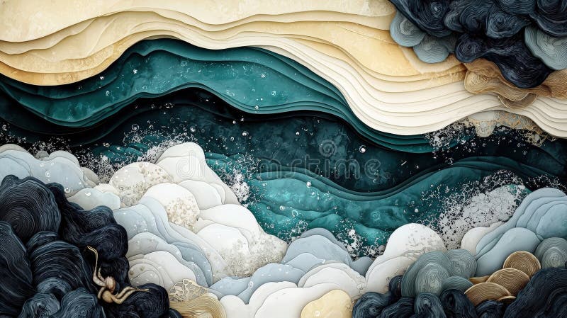 Abstract Wave Pattern Featuring Rich Textures and Colors Blending ...