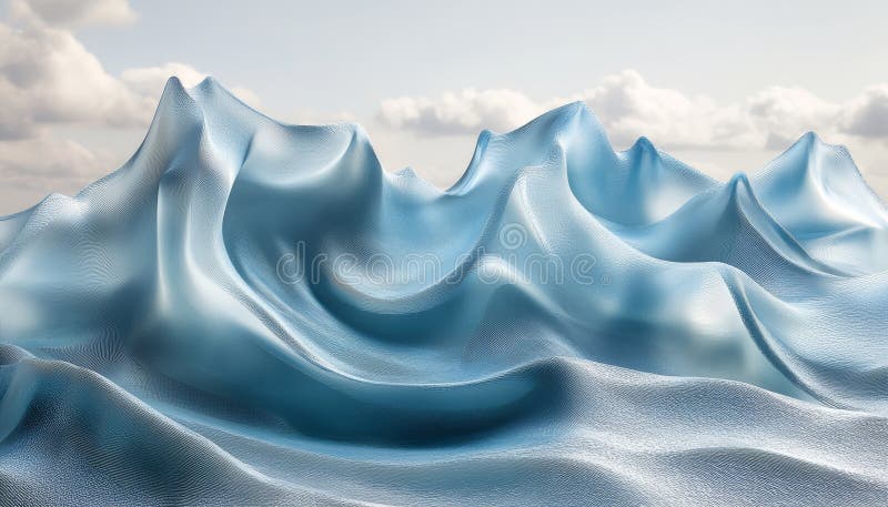 Abstract Wave Pattern, Light Blue Connected Mesh, Polygonal Network ...