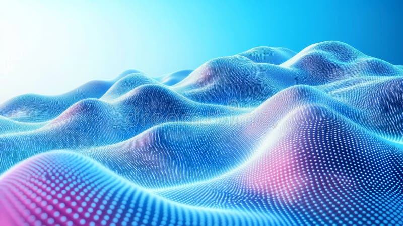 Abstract Wave Pattern, Light Blue Connected Mesh, Polygonal Network ...