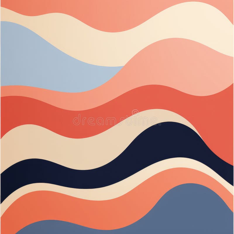 Abstract Wave Pattern in Mid-century Illustration Style Stock ...