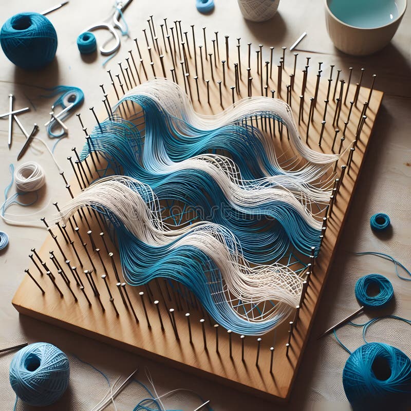 Abstract Wave Pattern with Ocean Motion String Art Stock Illustration ...