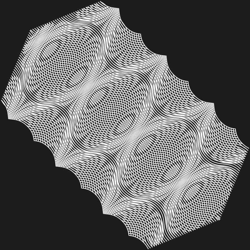 Abstract Wave Pattern. Optical Vector Texture. Black Warped Grid ...