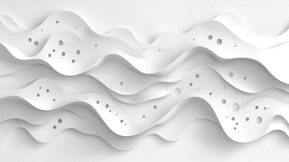 Abstract Wave Pattern in Soft White with Circular Cutouts for Modern ...