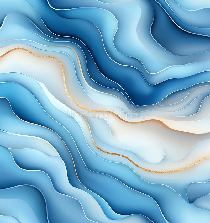 An Abstract Wave Pattern in Soothing Blue Tones Creating a Sense of ...