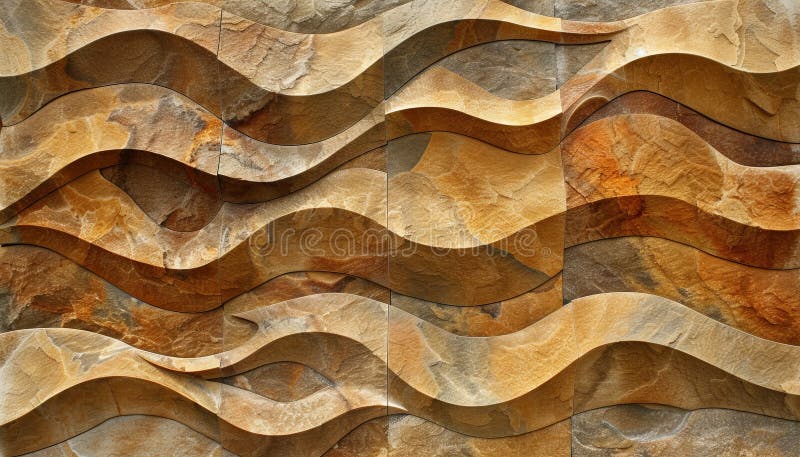Abstract Wave Pattern on Textured Sandstone Wall, a Modern Elegance ...