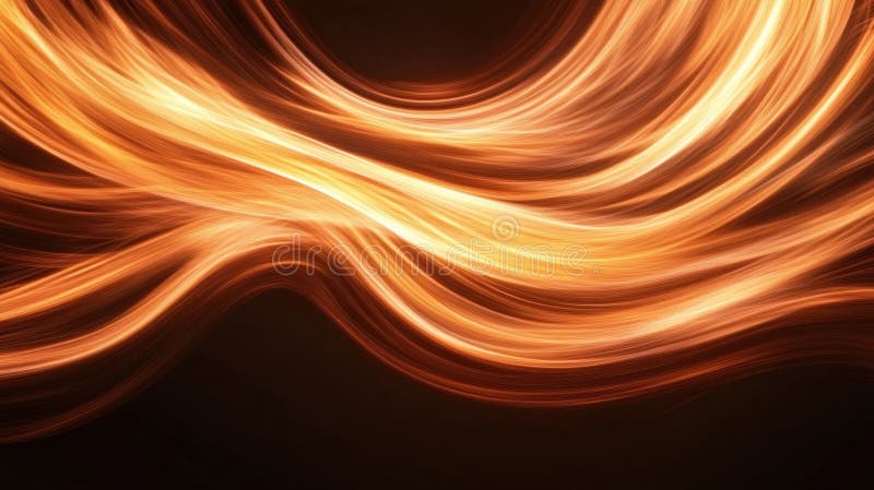 Abstract Wave Patterns in Glowing Orange Light Streams on Dark ...