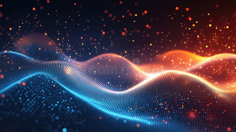 Abstract Wave Patterns with Glowing Particles, Vibrant Colors, Digital ...