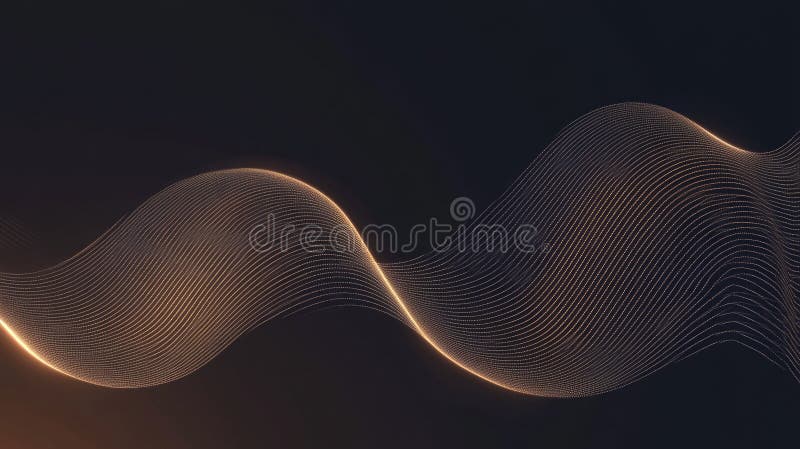 Abstract Wave Patterns with Golden Glow on Dark Background Stock ...