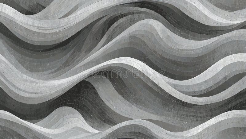 Abstract Wave Patterns in Light Shades of Gray on a White Background ...