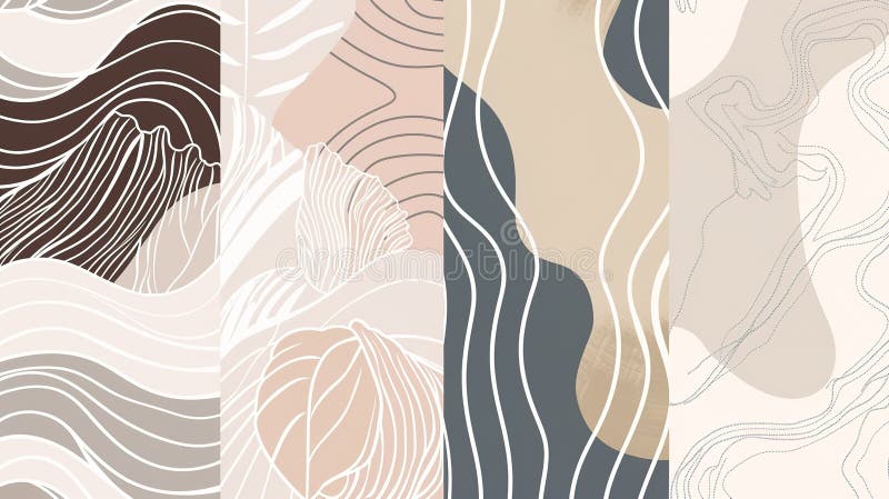 Abstract Wave Patterns in Neutral Tones with Flowing Lines and Shapes ...