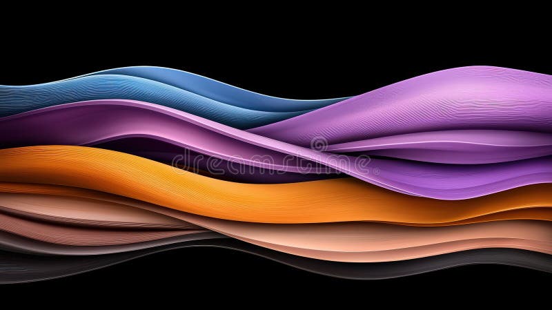 Abstract Wave Patterns in Vibrant Colors Against a Black Background for Artistic Displays Stock ...