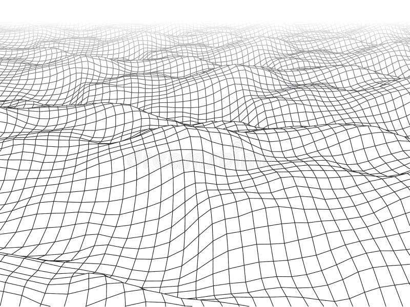 Abstract Wave Grid Background on White. Wavy Structure with Line Stock ...