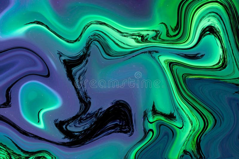 Abstract Wave Psychedelic Background with Neon Glitched Stains ...