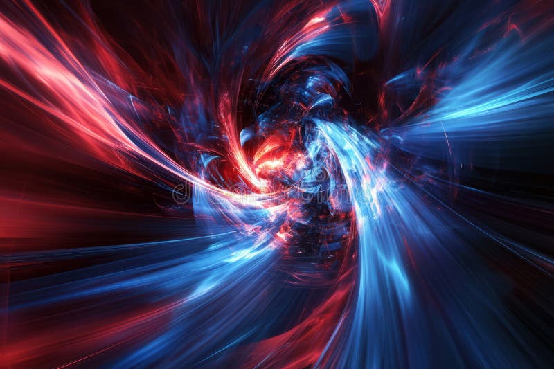 Abstract Wave of Quantum Data, Futuristic Light Streams Forming a ...