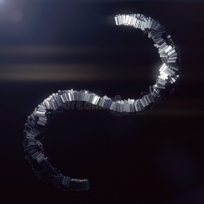 Wave Shape Created from Shiny Metallic Elements. 3d Rendering ...