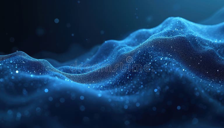 Abstract Wave Shape on Dark Blue Background. Cyberspace, Big Data Concept. Metaverse, Network ...