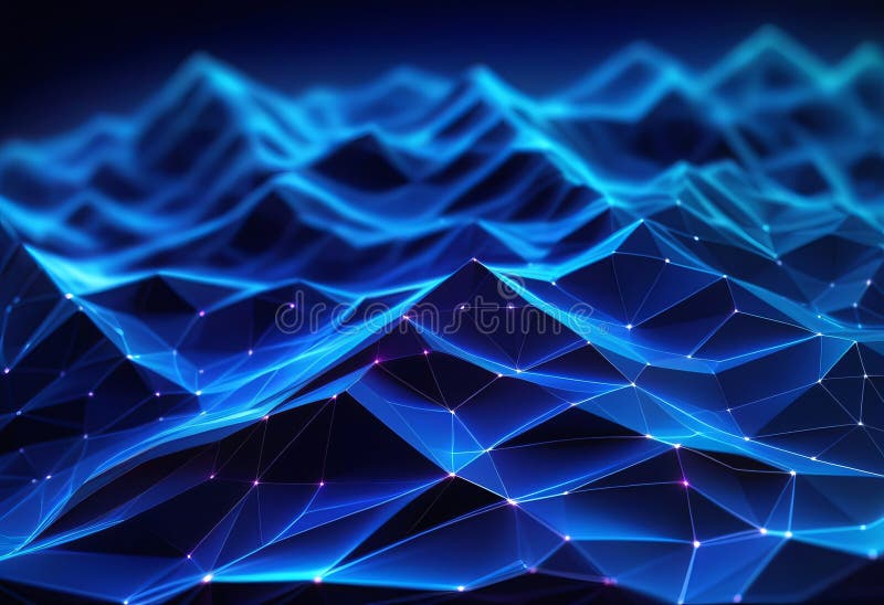 Abstract Wave Shape on a Low-polygonal Triangular Stock Illustration ...