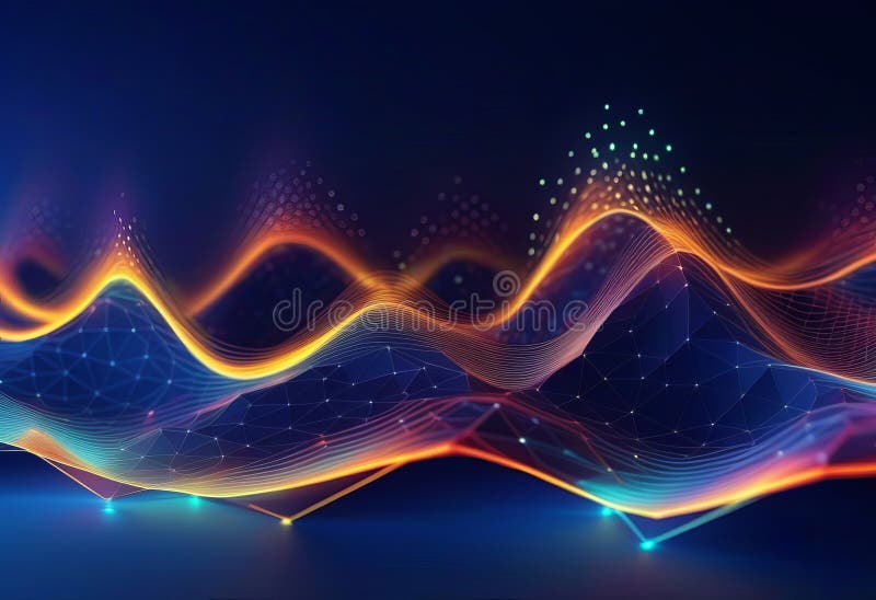 Abstract Wave Shape on a Low-polygonal Triangular Stock Illustration ...