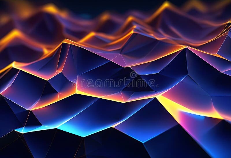 Abstract Wave Shape on a Low-polygonal Triangular Stock Illustration ...