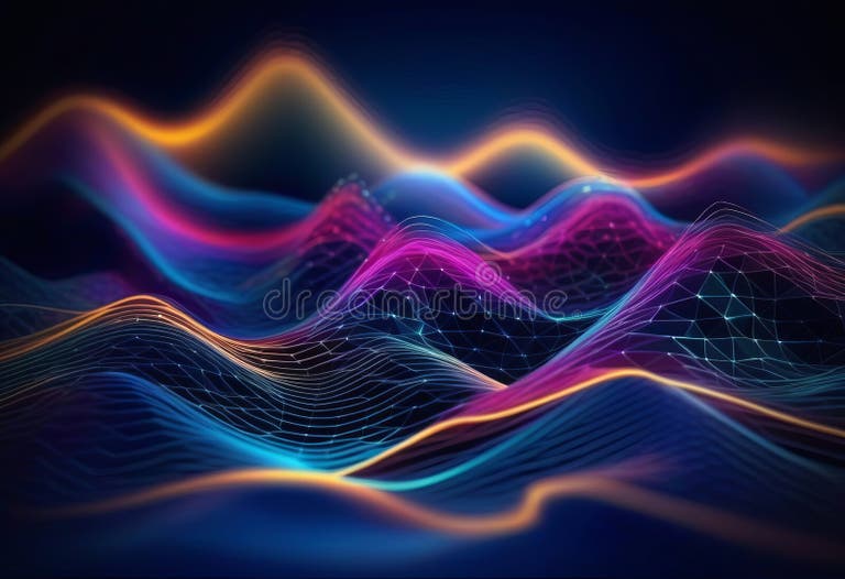 Abstract Wave Shape on a Low-polygonal Triangular Stock Illustration ...