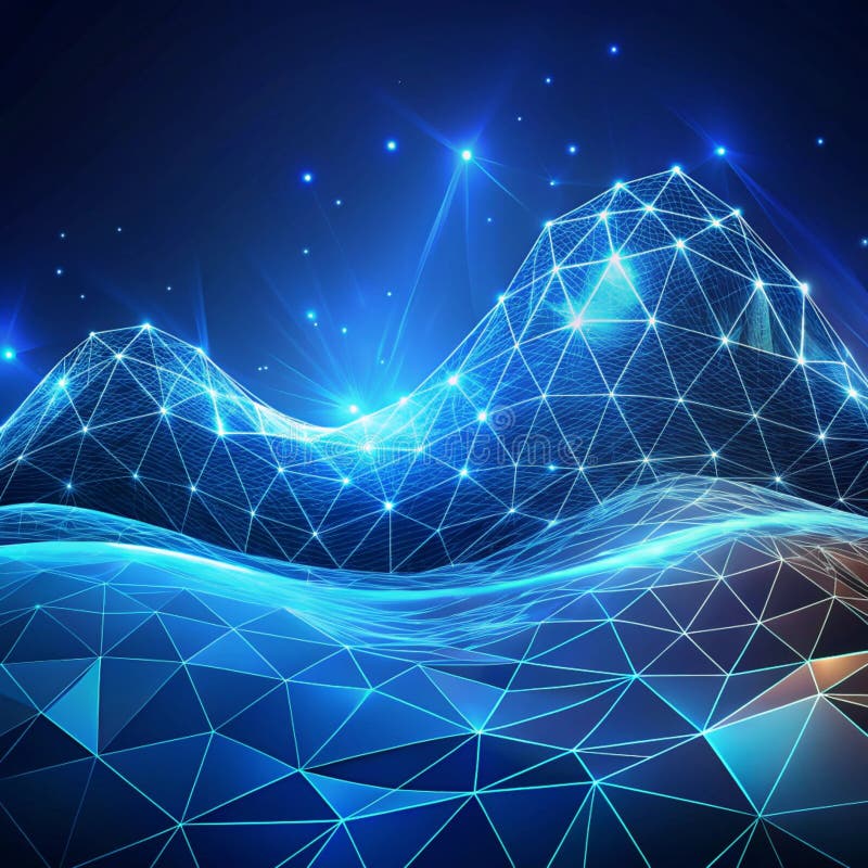 Abstract Wave Shape on Low-Polygonal Triangular Background Stock ...