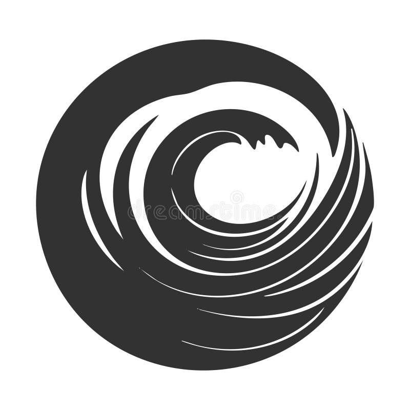 Abstract Wave Symbol in a Circular Black and White Design. Stock ...